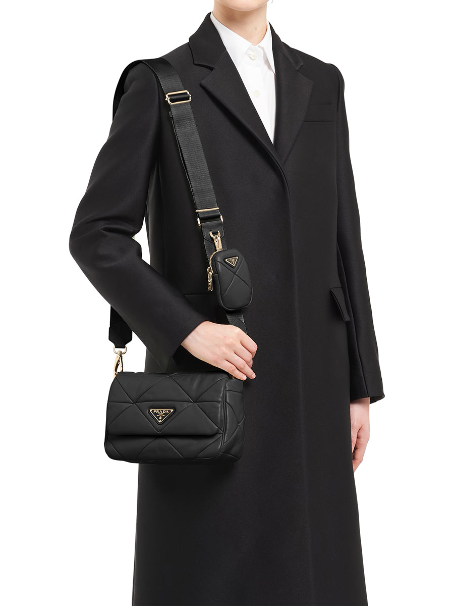 Prada System Nappa Leather Patchwork Bag in Black | Cosette