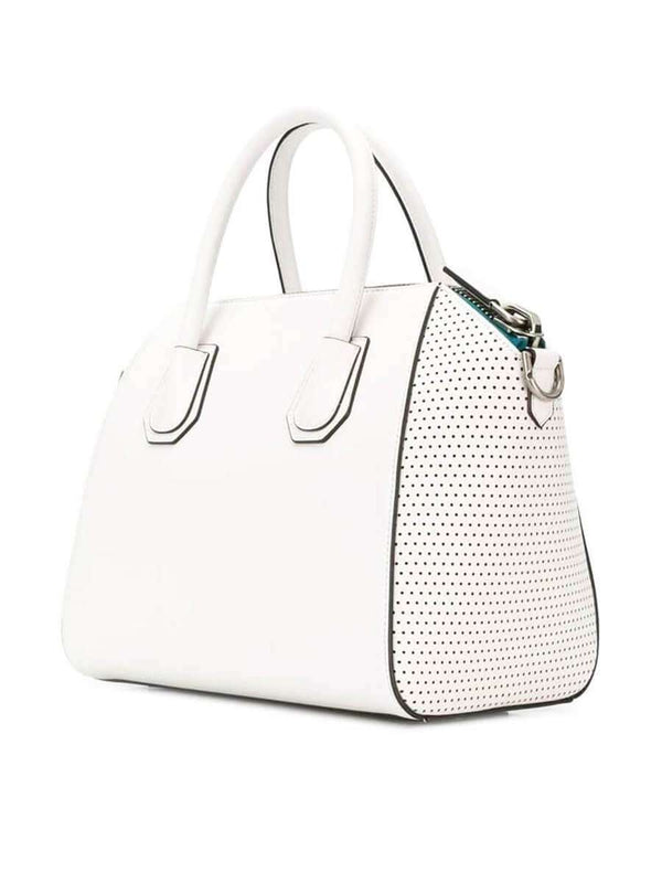 Givenchy Antigona Small Perforated White Smooth Leather Handbag | Cosette