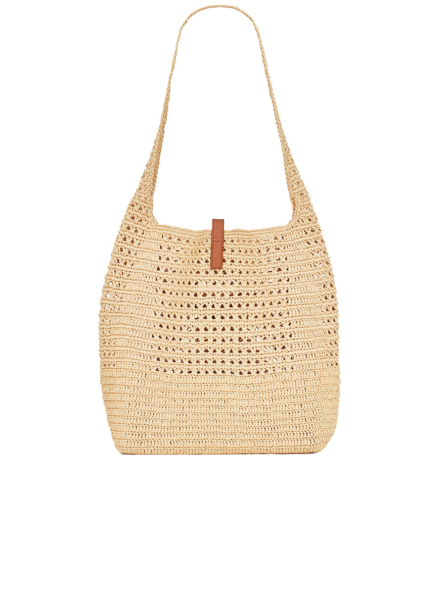 Hobo Raffia Bag in Crochet and Smooth Leather – COSETTE
